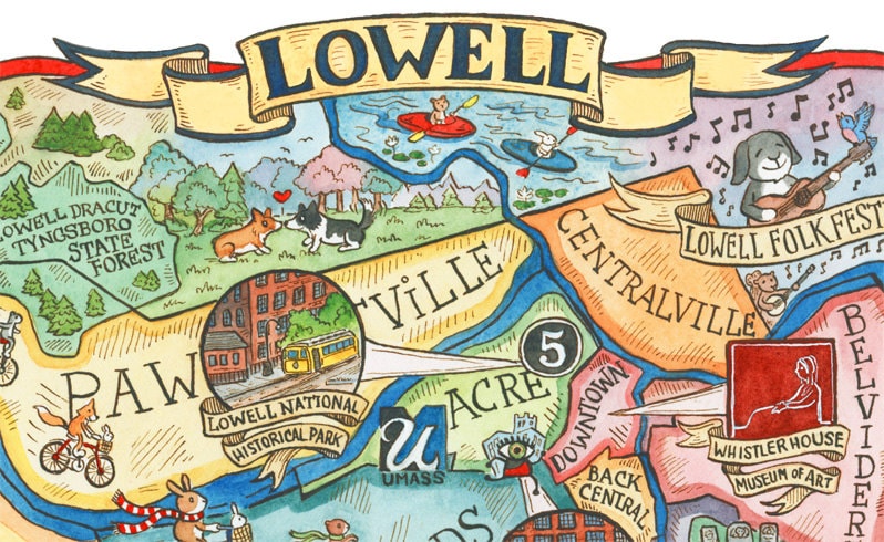 Lowell Massachusetts Map 16x20 Art Print - Etsy