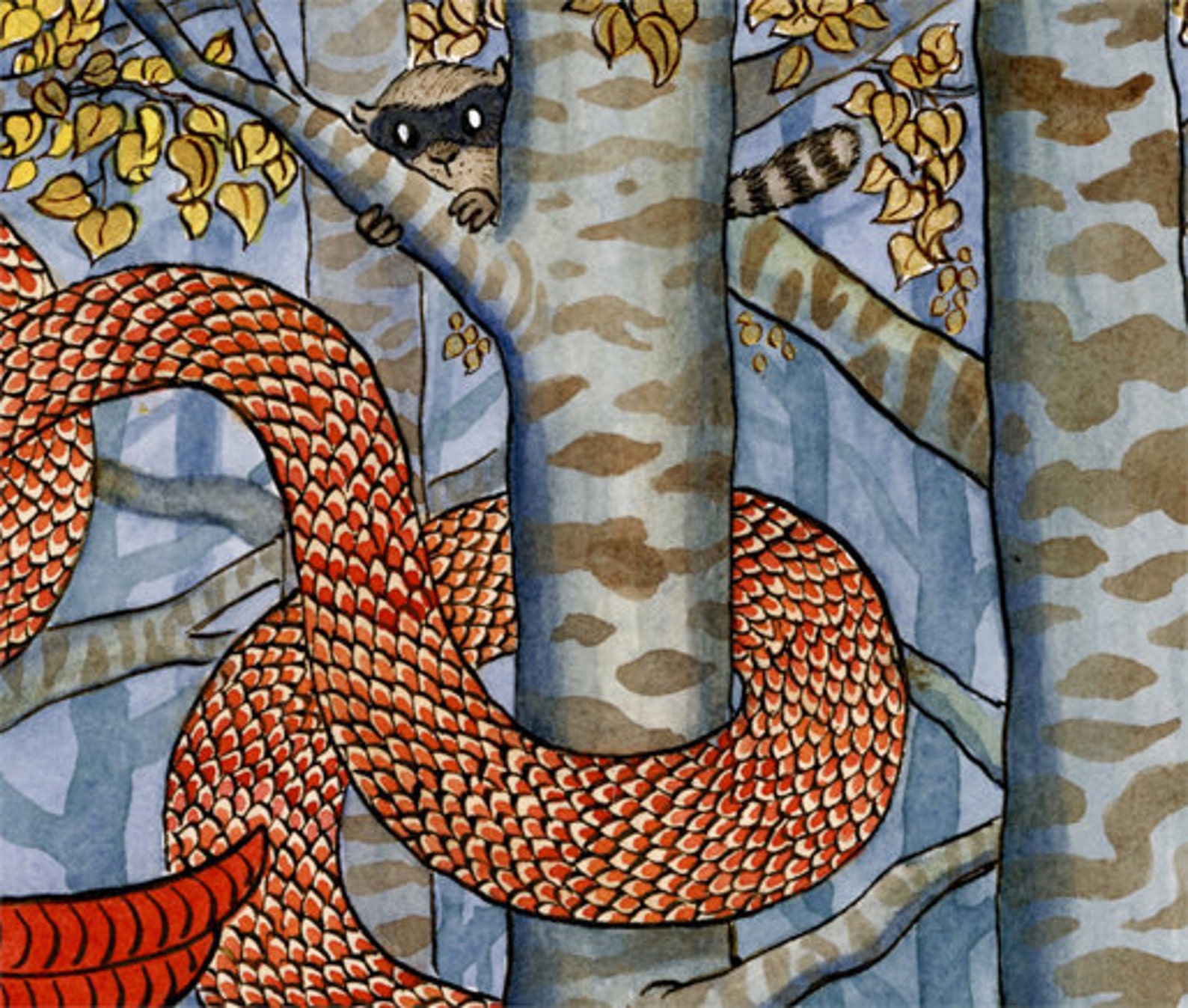 Red Dragon Rabbit Forest Woodland Art Print 11x14 | Etsy