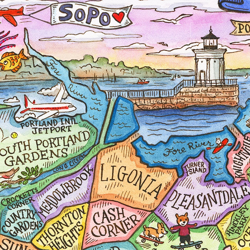 Maine Map Art - Etsy