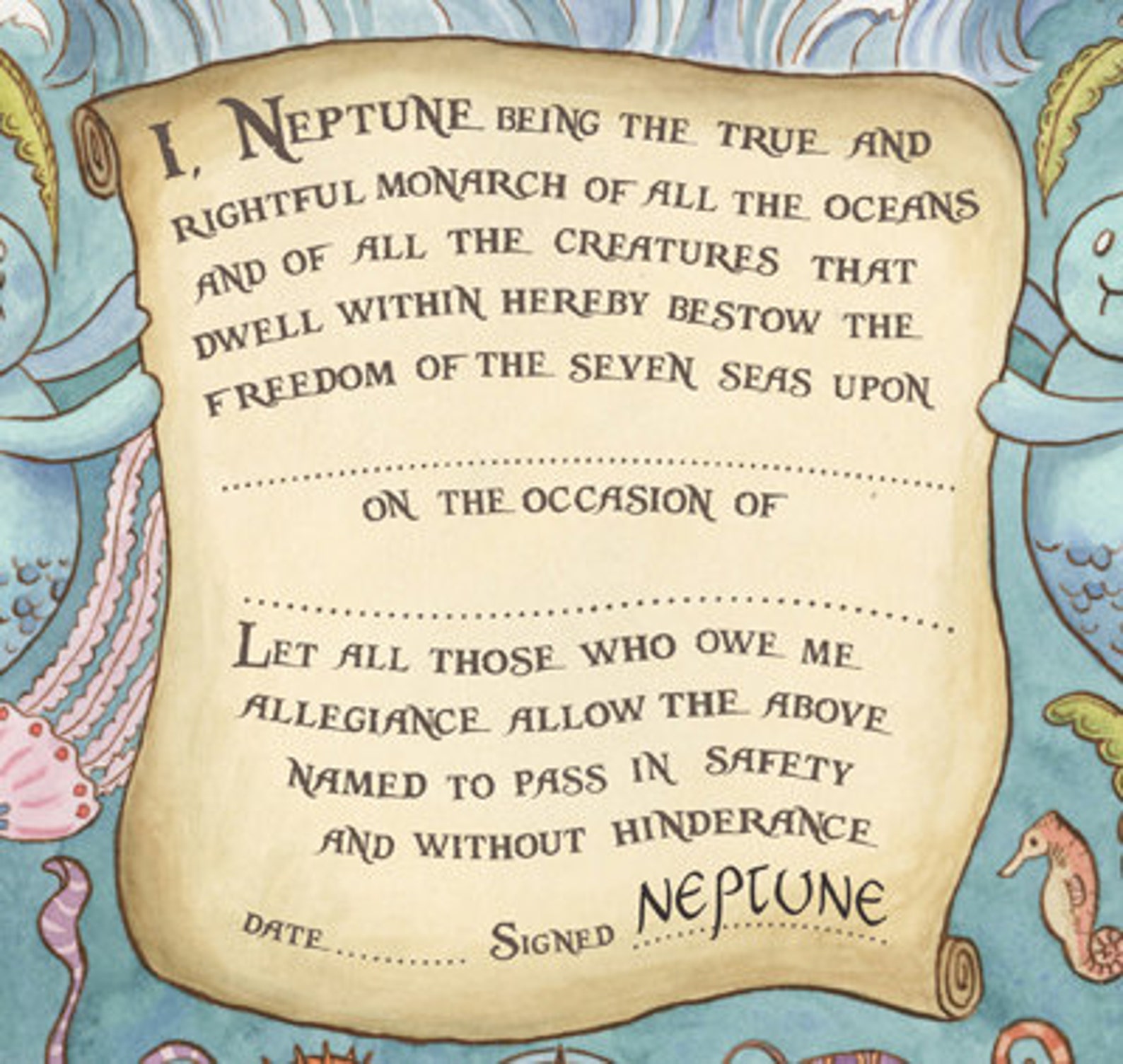 Nautical Line Crossing Certificate Neptune 11"x14" - Etsy