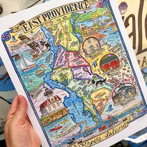 East Providence RI Neighborhood Map Art Print 16" X 20" - Etsy