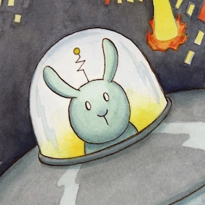 Alien Bunny UFO Art Print-the Invasion - Etsy