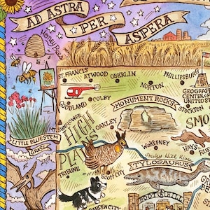 Kansas State Map Art Print 8"x 10" - Etsy