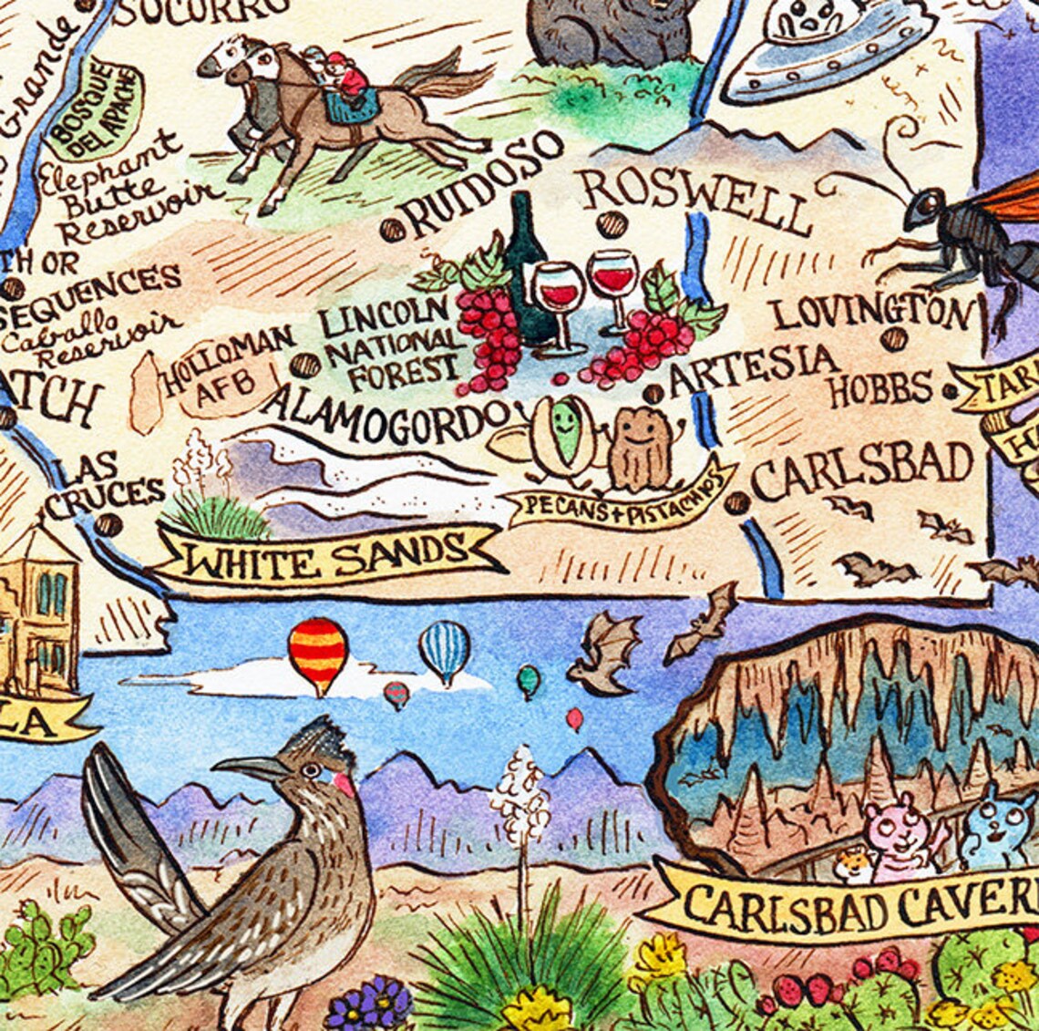 New Mexico State Map Art Print 16 X 20 - Etsy