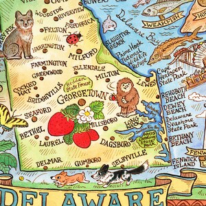 Delaware State Map Art Print 8" X 10" - Etsy