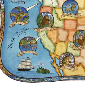 North America Cryptids Map Art Print 8" X10" - Etsy