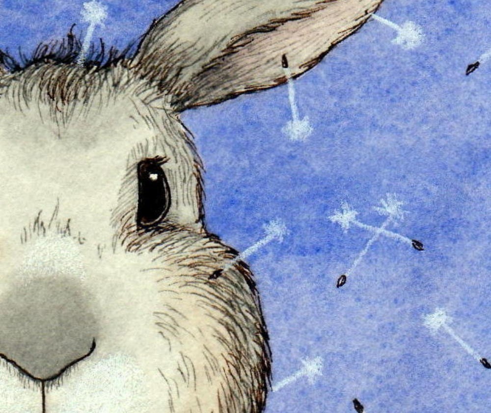 Clover Print Rabbit Bunny Dandelion Art Blue - Etsy