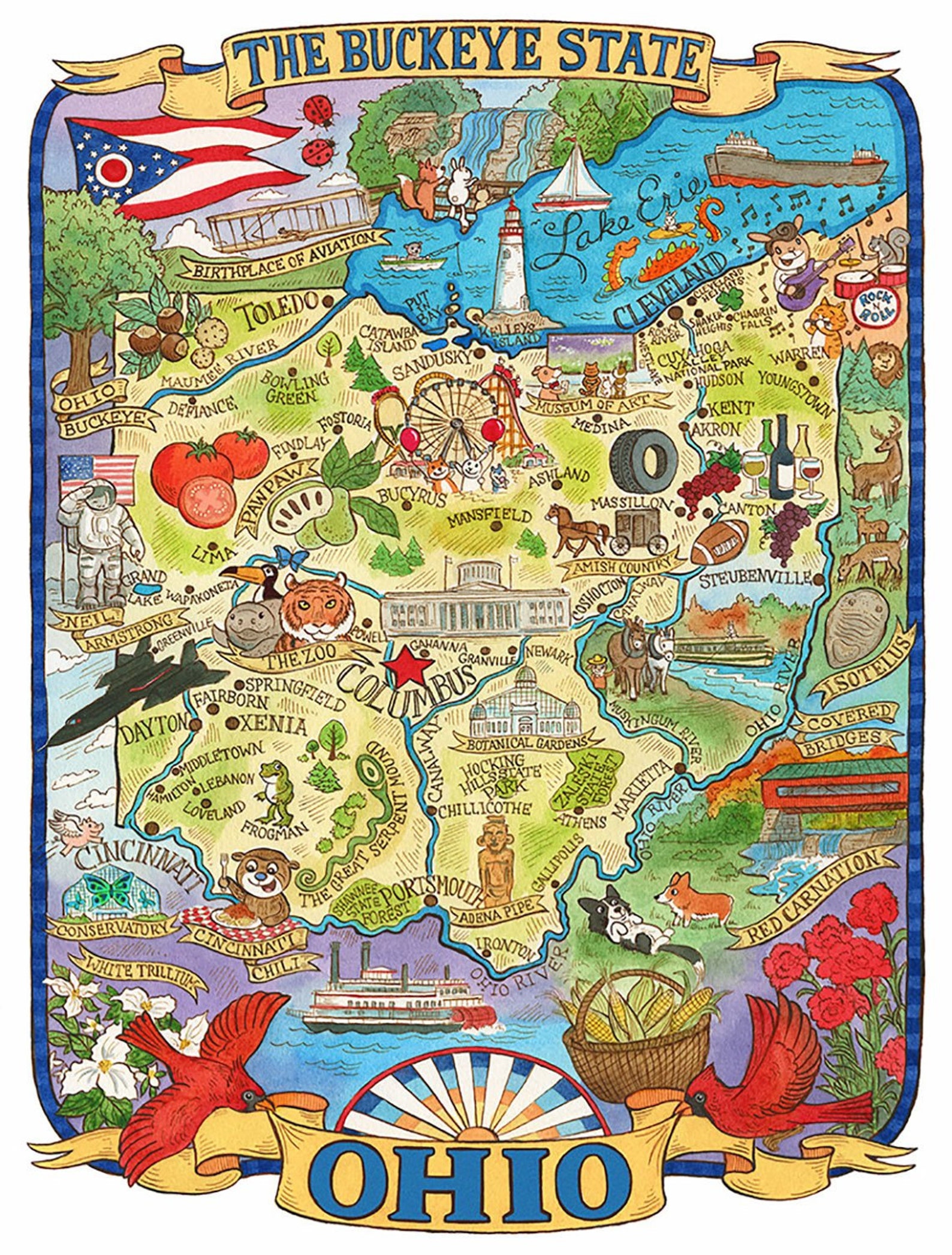 Ohio State Map 16"x 20" Art Print - Etsy