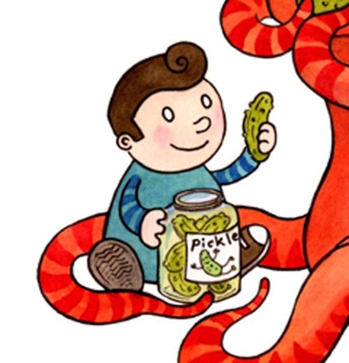 Pickle Monster Art Print-kid Boy Orange Tentacles - Etsy
