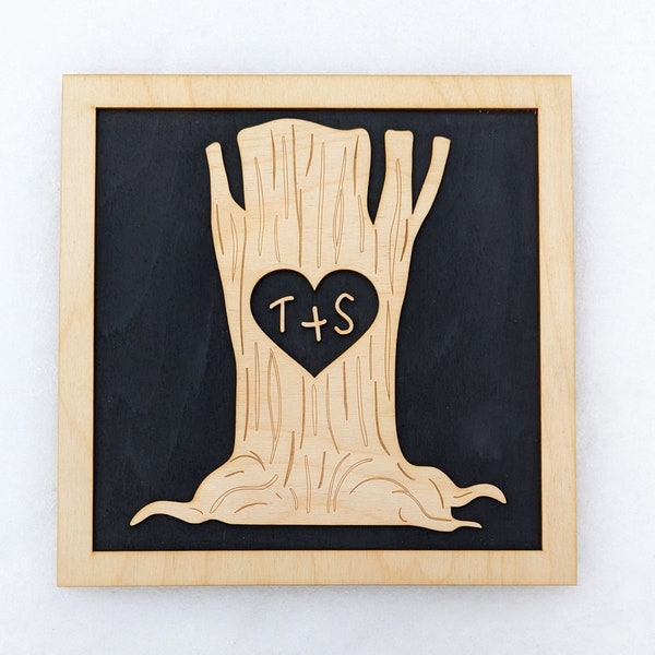 Tree With Initials Svg - Etsy