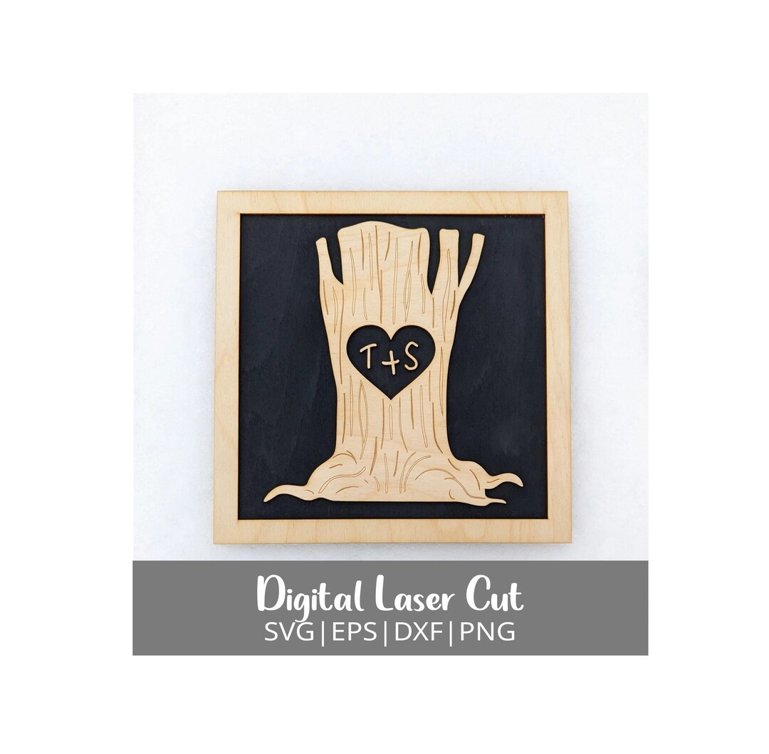 Initial Tree Wood Sign - Laser Cut Wood Sign Digital Download, SVG and ...