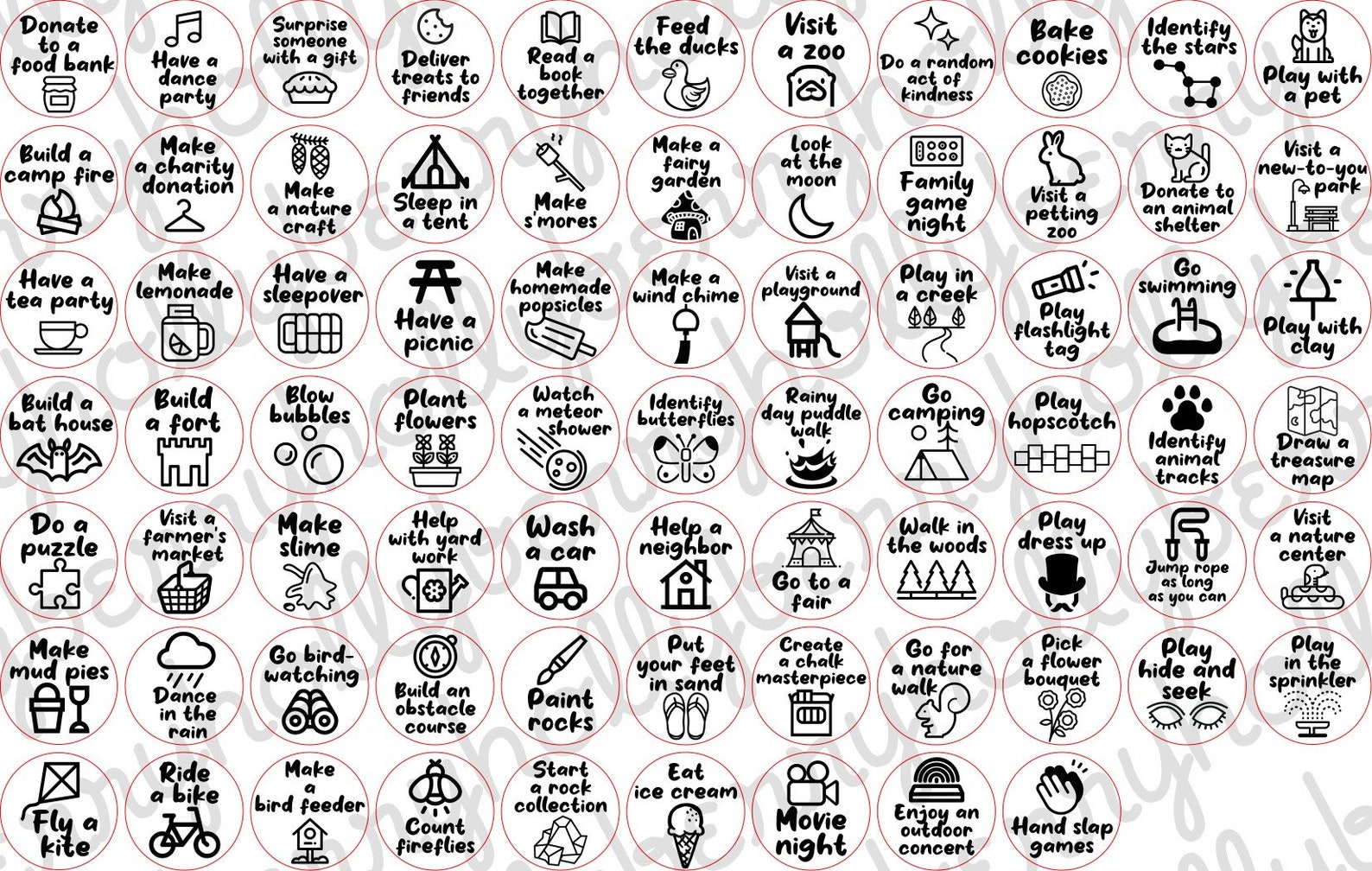 Summer Activity Ideas 75 Tokens Digital Download, SVG and Other File ...