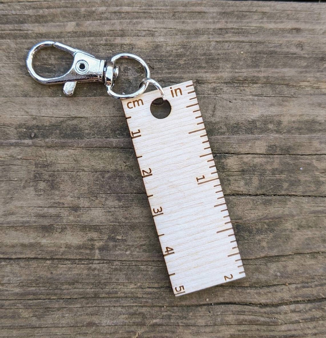 Tiny Wooden Ruler Keychain With Inches and Centimeters - Etsy
