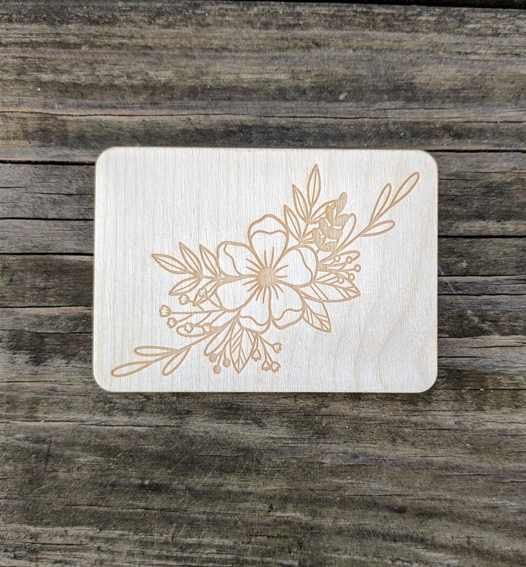 Wooden Needle Case, Laser Engraved Flower Bouquet Magnetic Needle ...