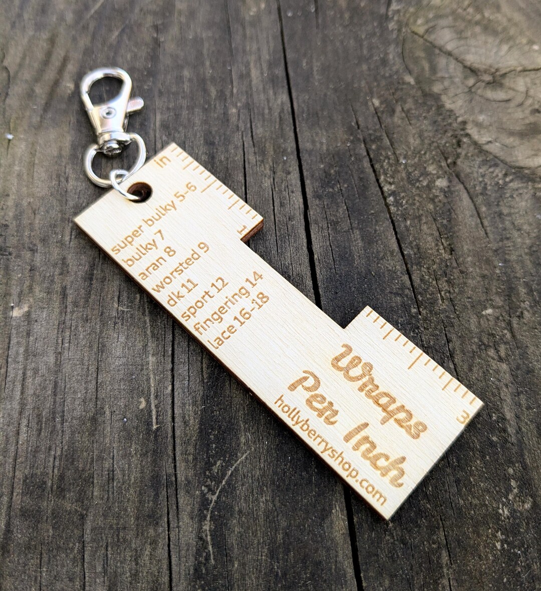 Wraps per Inch Wooden Ruler Keychain With Inches - Etsy