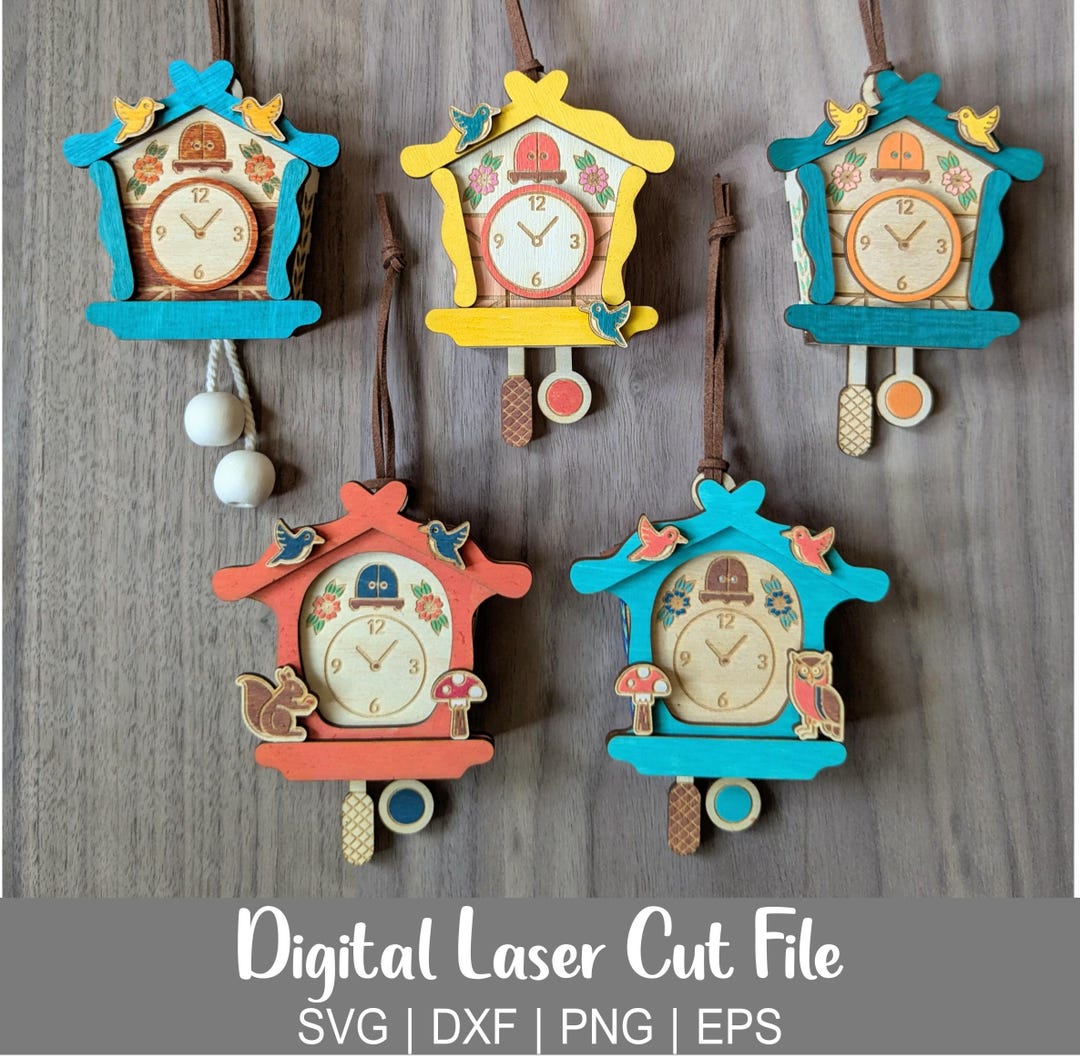 Cuckoo Clock Ornament Laser Cut File | Digital Download SVG and Other ...