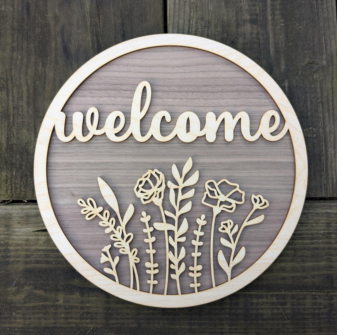 Round Welcome Sign With Wildflowers Digital Download, SVG and Other ...