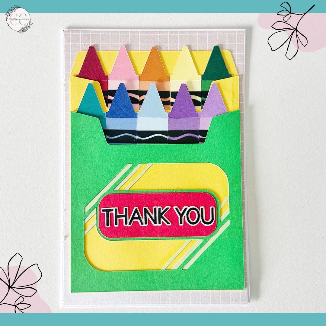 Thank You Crayons Card | Appreciation Card | Teacher Card | 3D Handmade ...