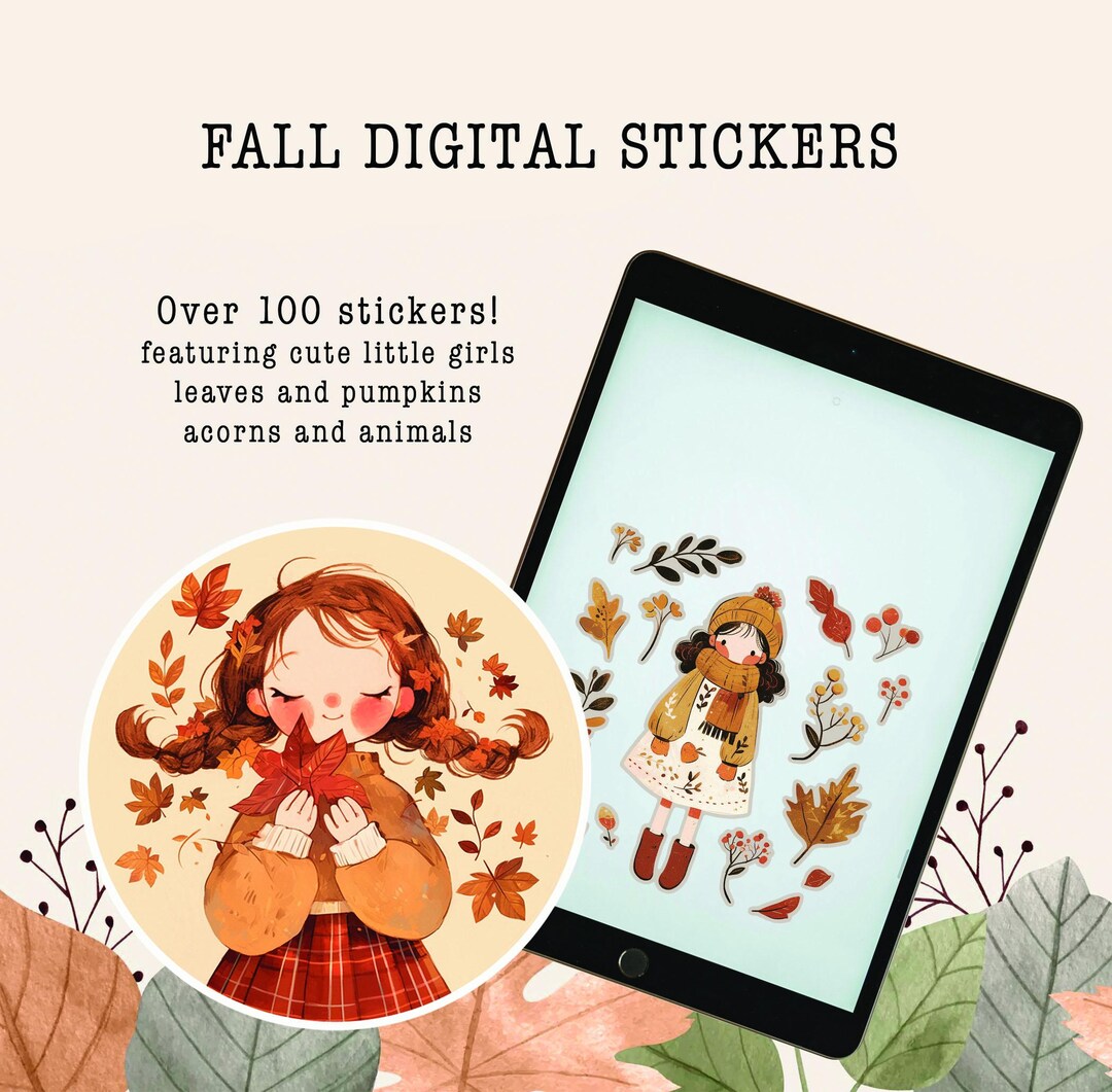 Cute Fall Digital Stickers for Journaling and Scrapbooking Autumn Fun ...