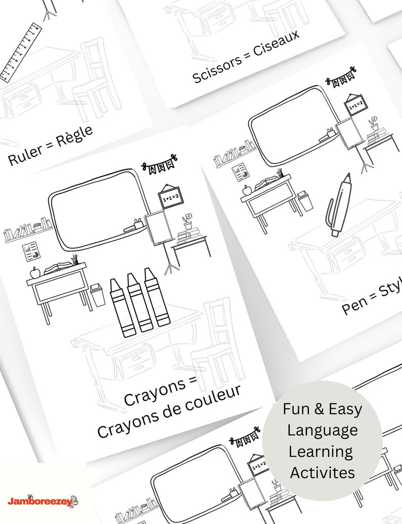 Printable Language Learning Coloring Book Pages. Learn French ...