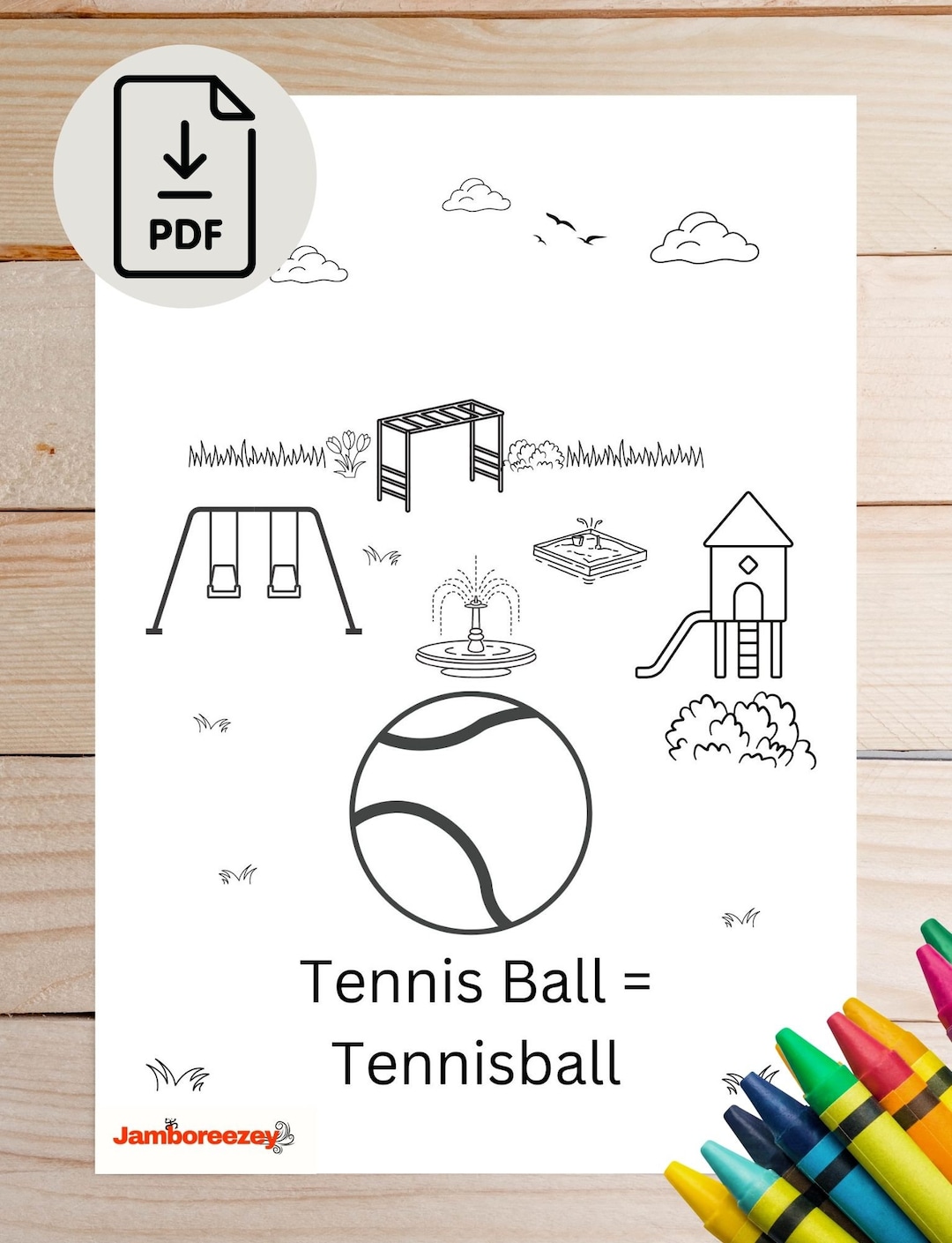 Printable Language Learning Coloring Book Pages. Learn German; Park ...
