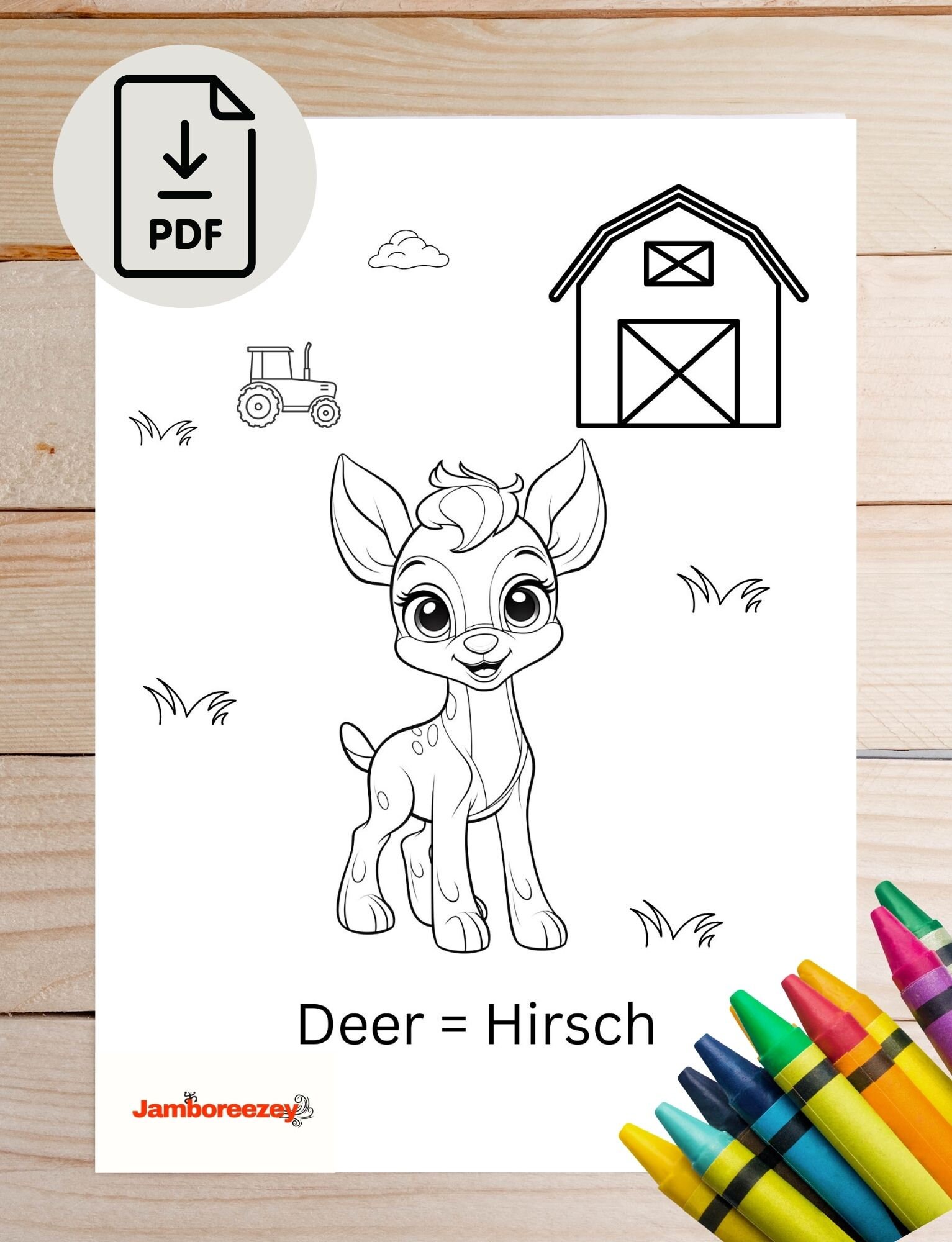Printable Language Learning Coloring Book Pages. Learn German; Farm ...