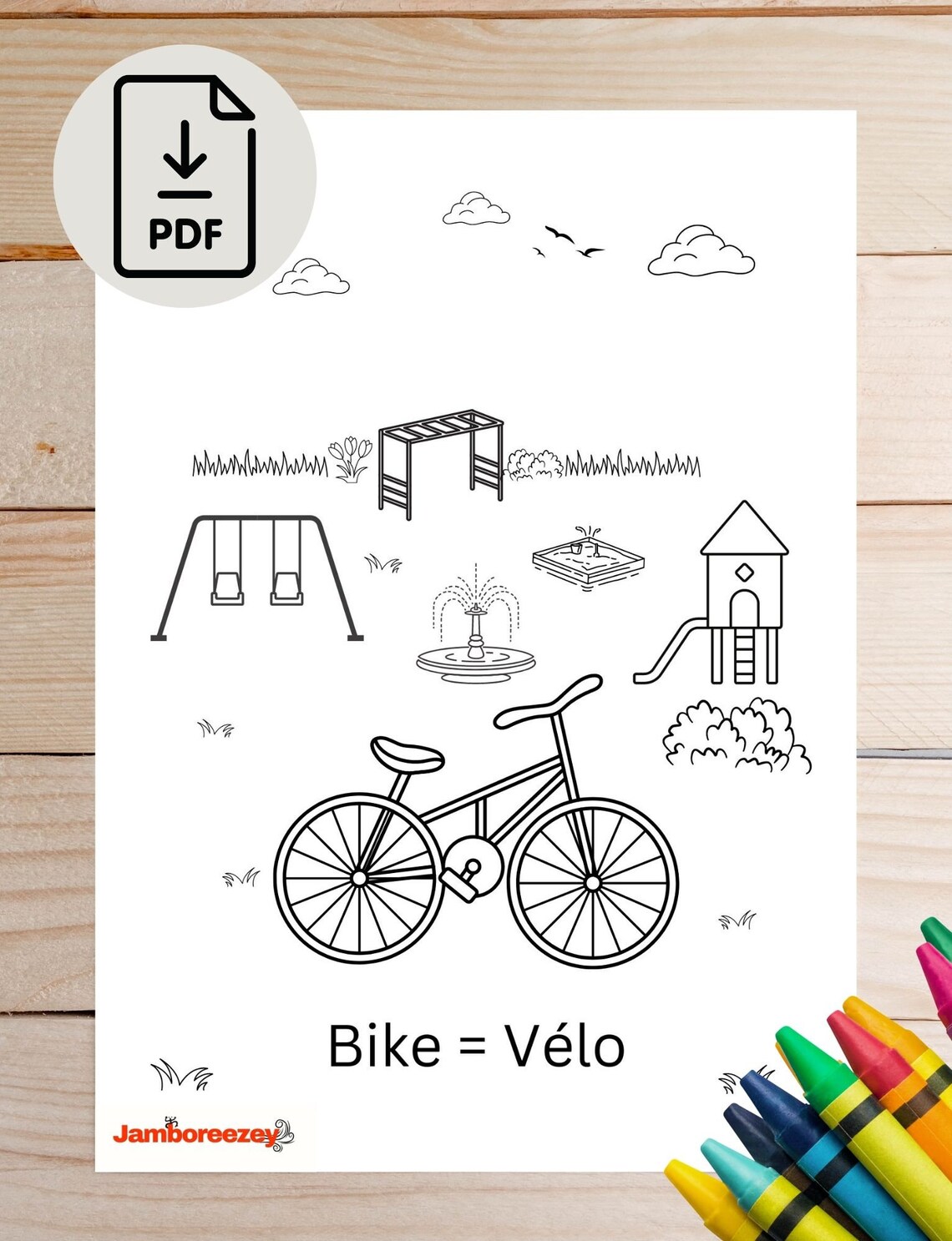 Printable Language Learning Coloring Book Pages. Learn French Park ...