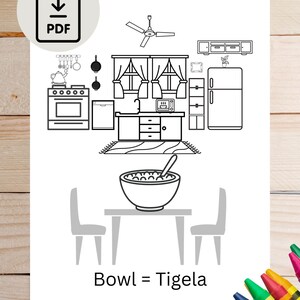 Printable Language Learning Coloring Pages. Learn Portuguese; Kitchen ...