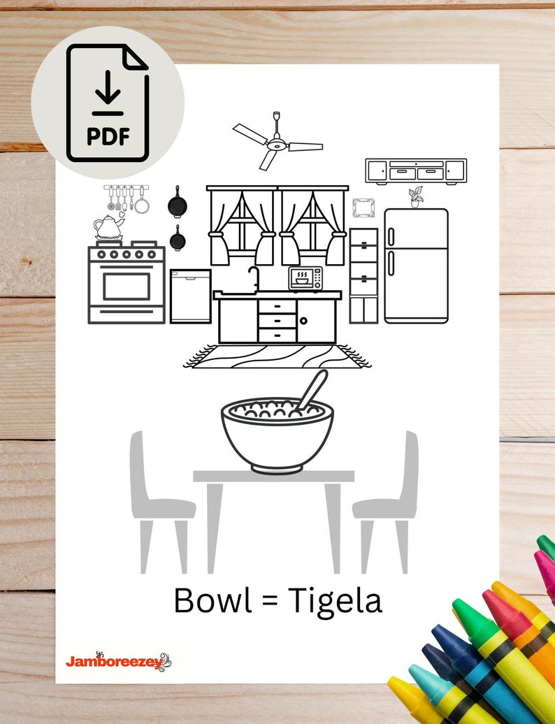 Printable Language Learning Coloring Pages. Learn Portuguese; Kitchen ...