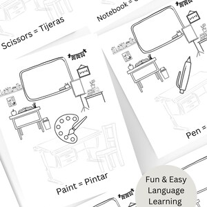 Printable Language Learning Coloring Book Pages. Learn Spanish ...
