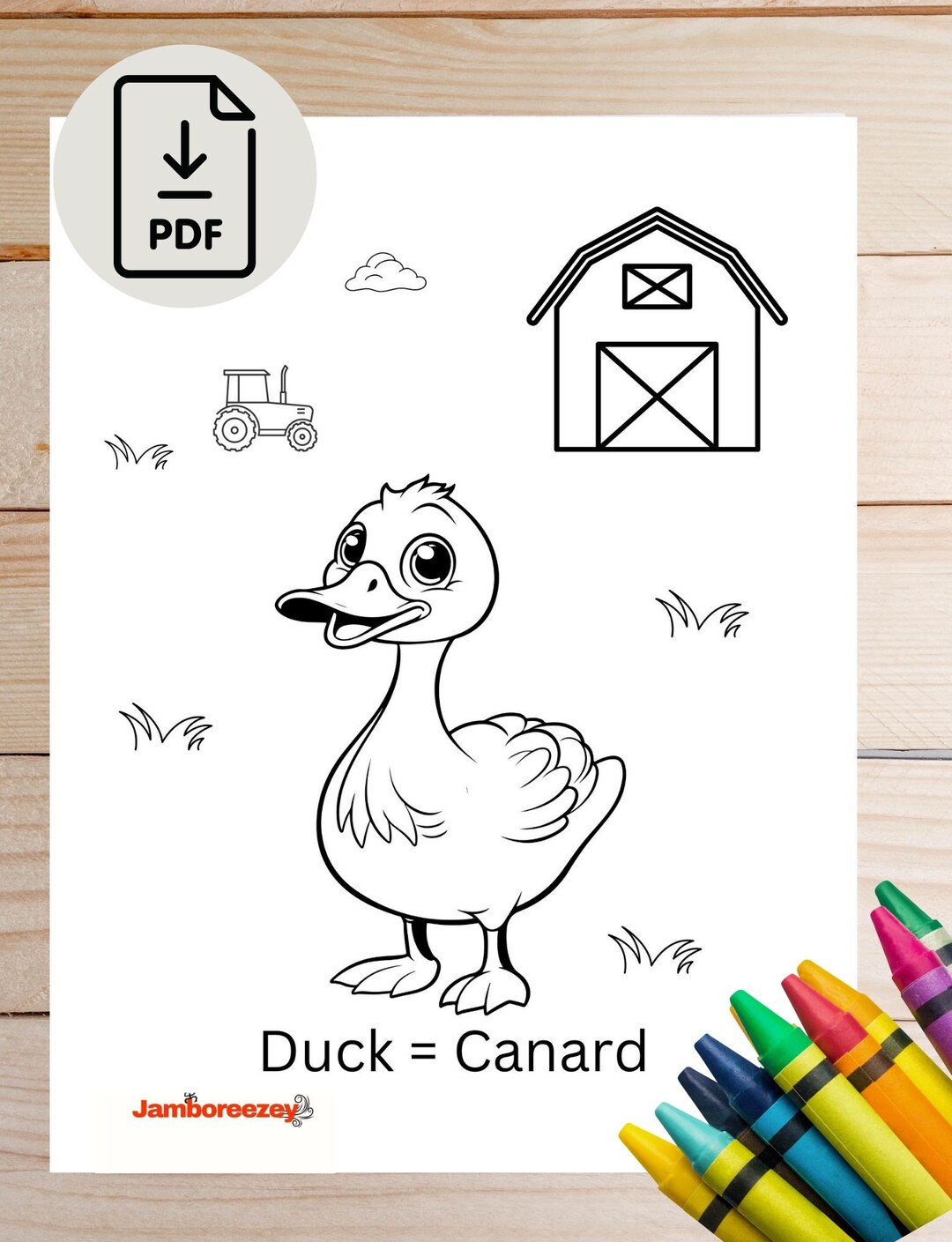 Printable Language Learning Coloring Book Pages. Learn French; Farm ...