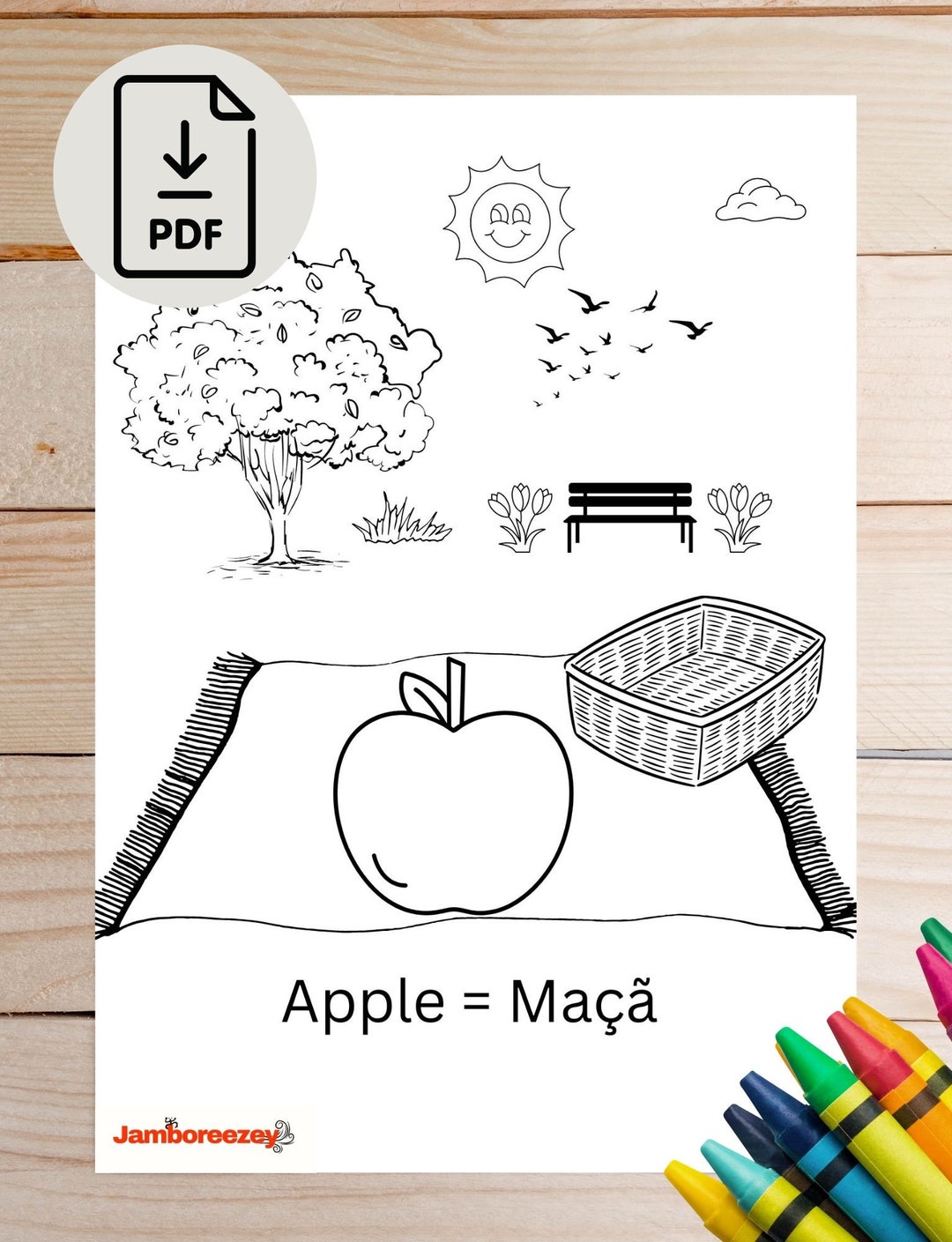 Printable Language Learning Coloring Book Pages. Learn Portuguese ...