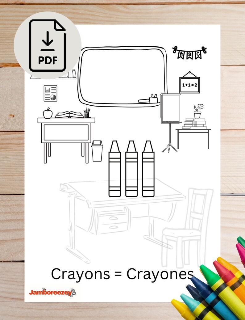Printable Language Learning Coloring Book Pages. Learn Spanish ...