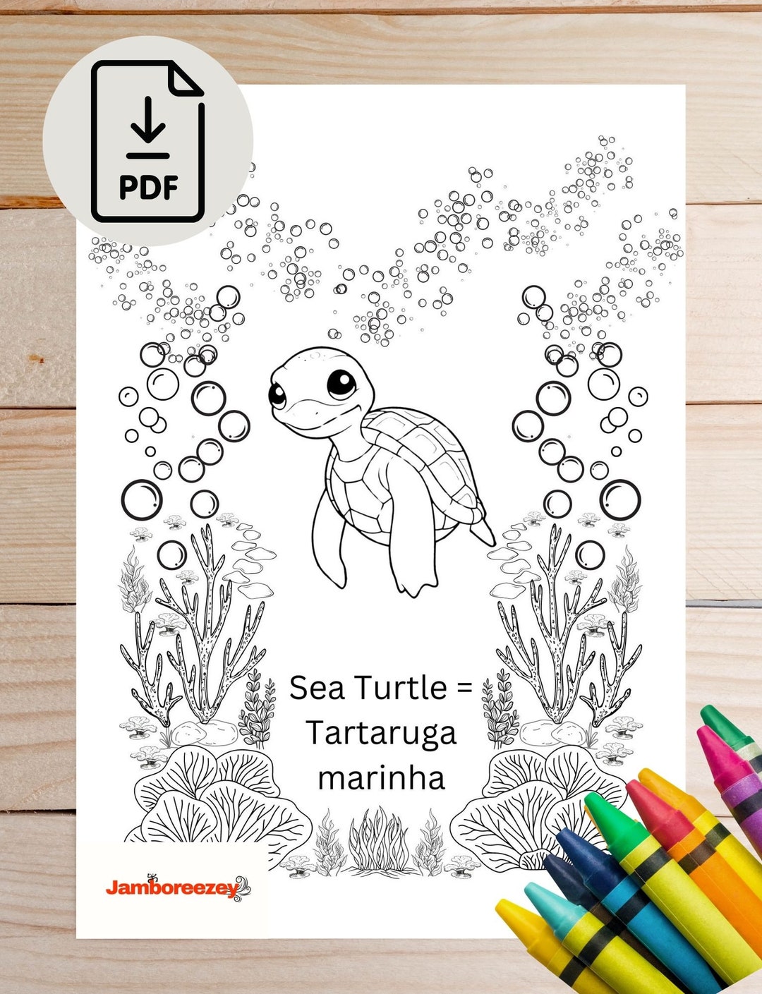Portuguese Learning: Sea Animals Coloring Book (PDF) - Etsy