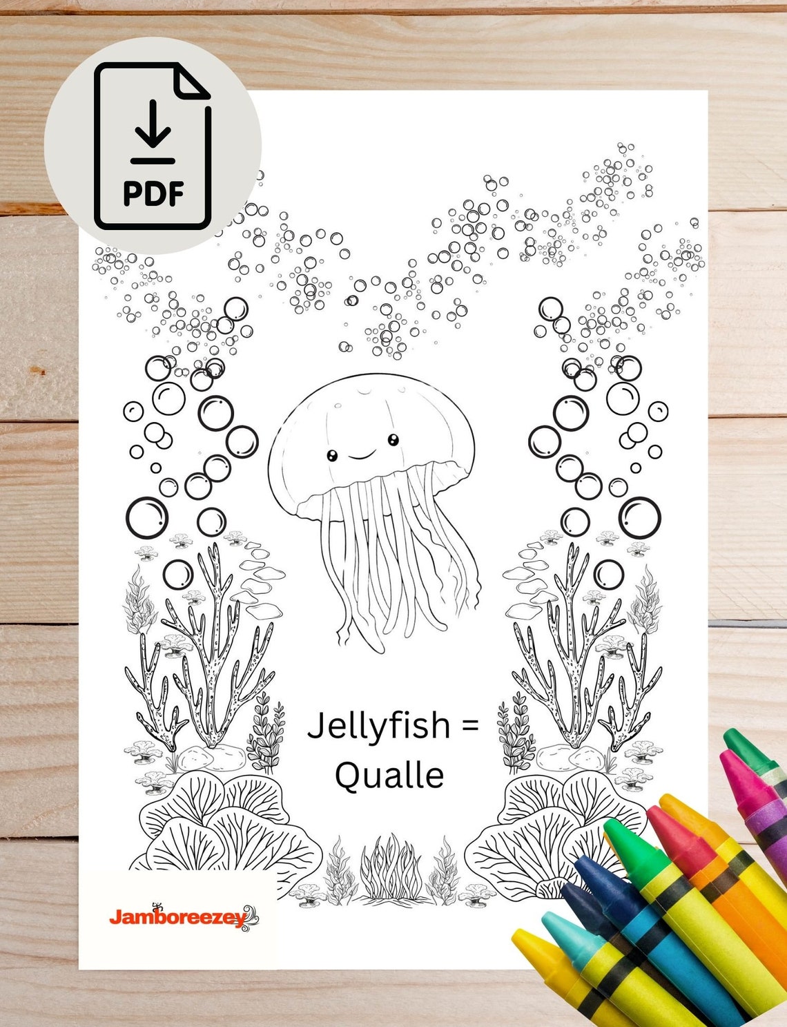 Printable Language Learning Coloring Book Pages. Learn German; Sea ...