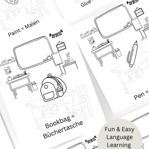 Printable Language Learning Coloring Book Pages. Learn German ...