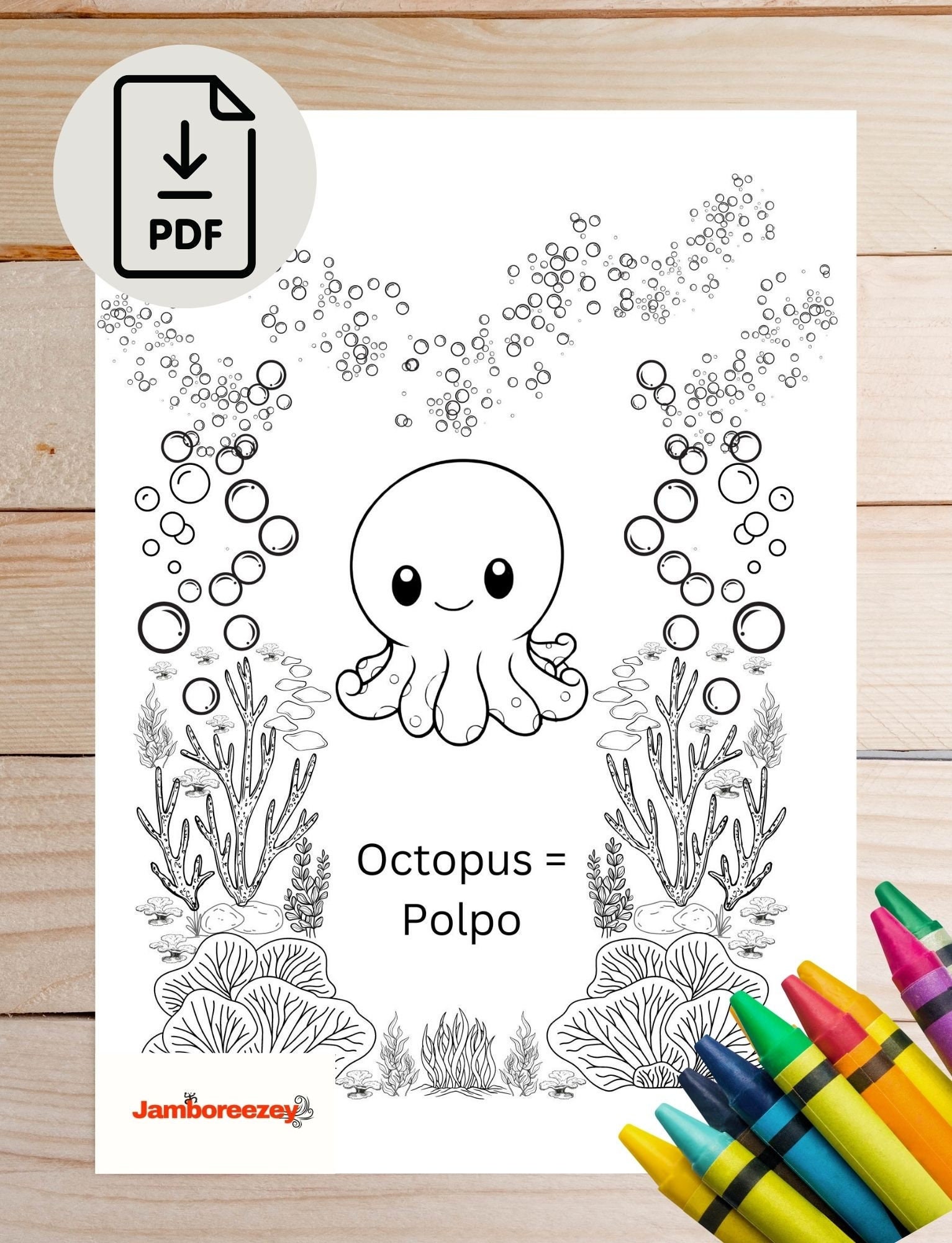 Printable Language Learning Coloring Book Pages. Learn Italian Sea Animals Coloring Book Pages ...