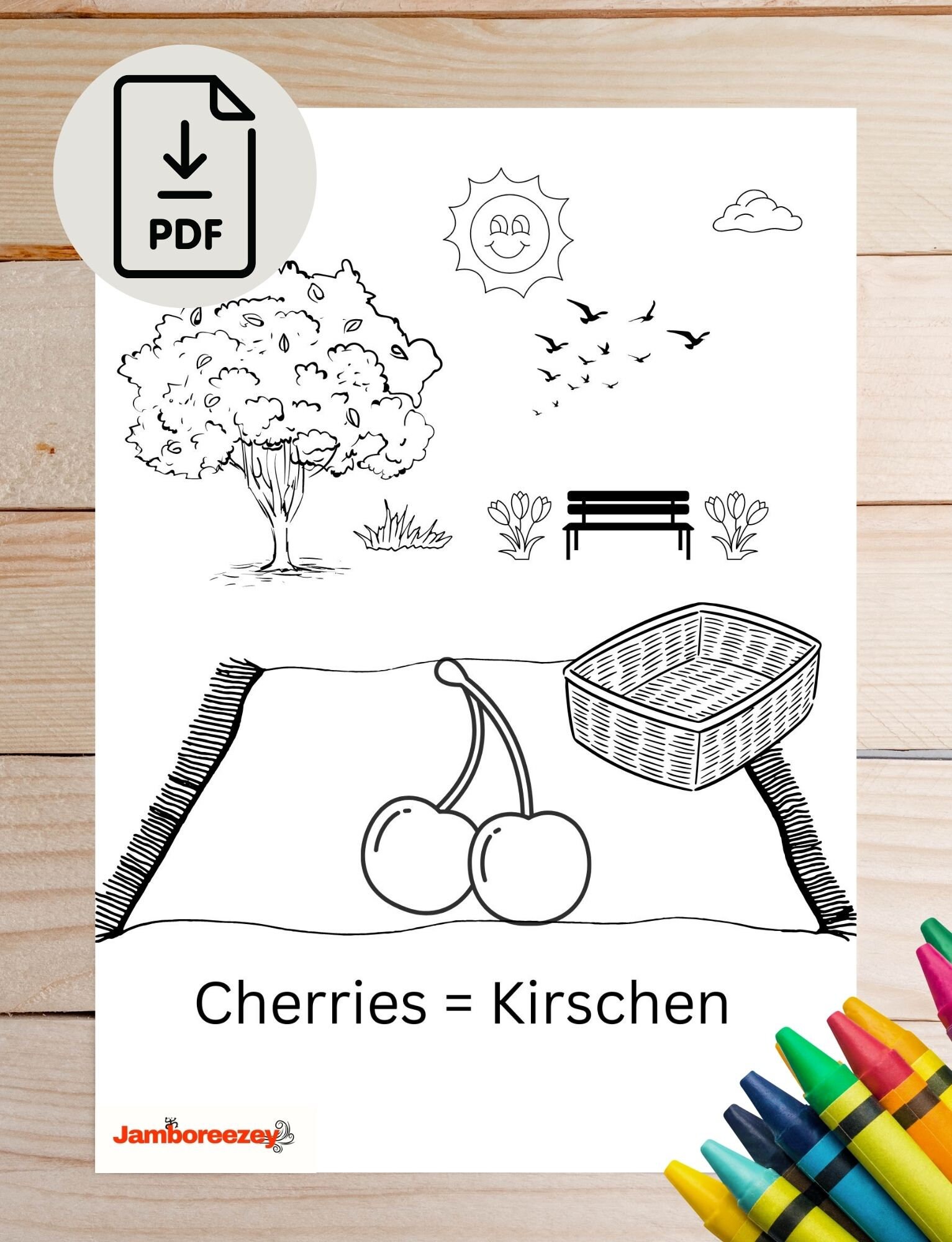 Printable Language Learning Coloring Book Pages. Learn German; Fruits ...
