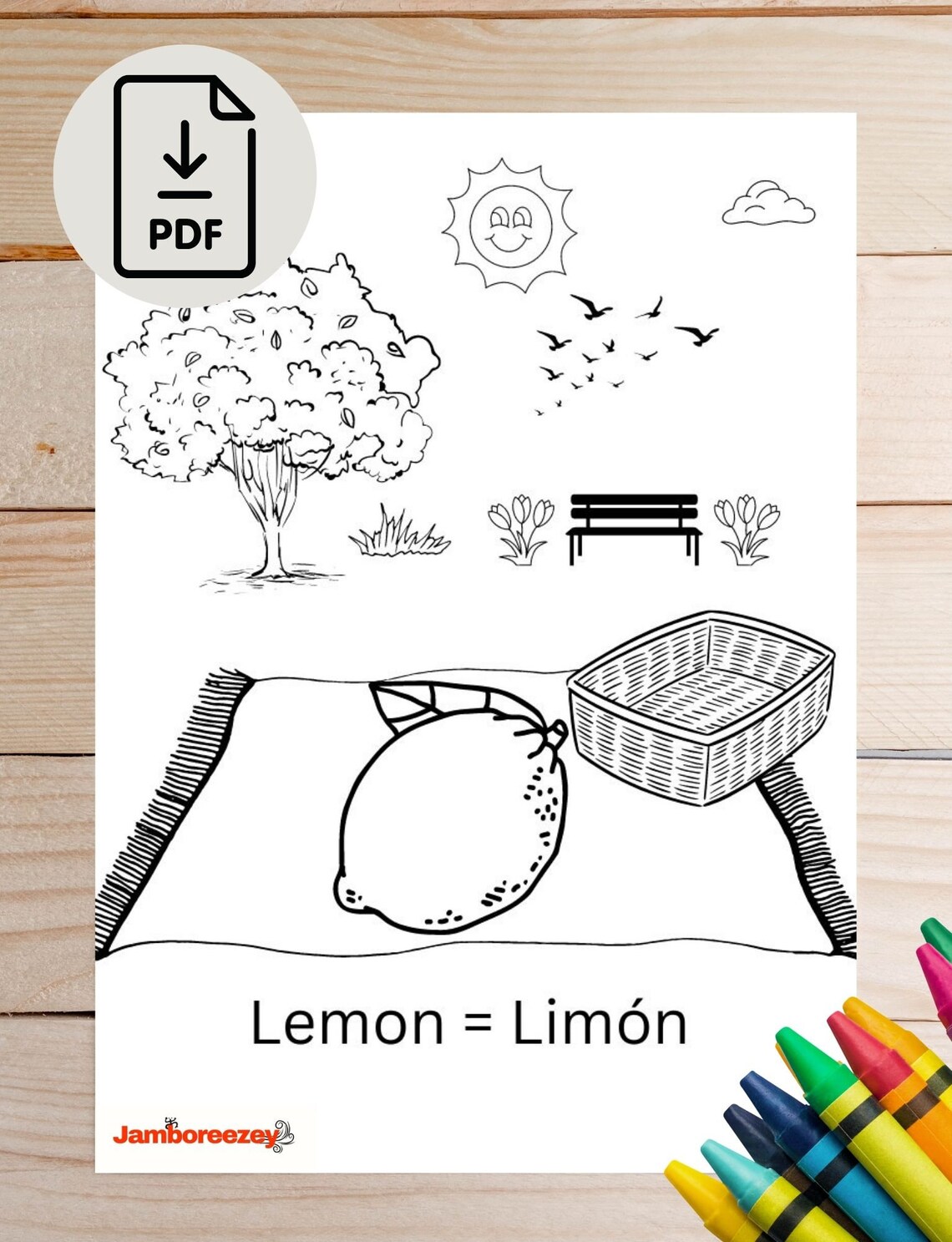Printable Language Learning Coloring Book Pages. Learn Spanish; Fruits ...