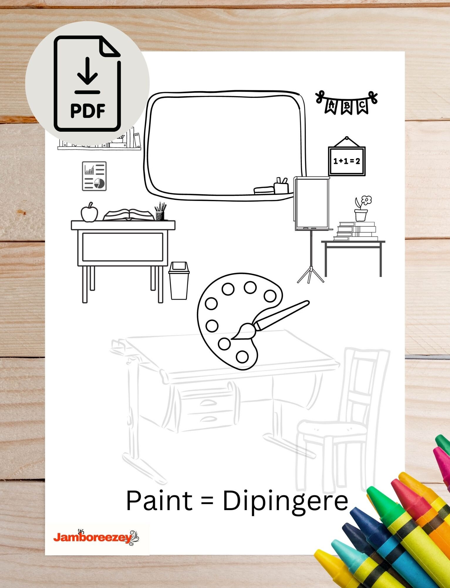 Printable Language Learning Coloring Book Pages. Learn Italian ...