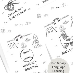 Printable Language Learning Coloring Book Pages. Learn French Park Activities Coloring Book ...