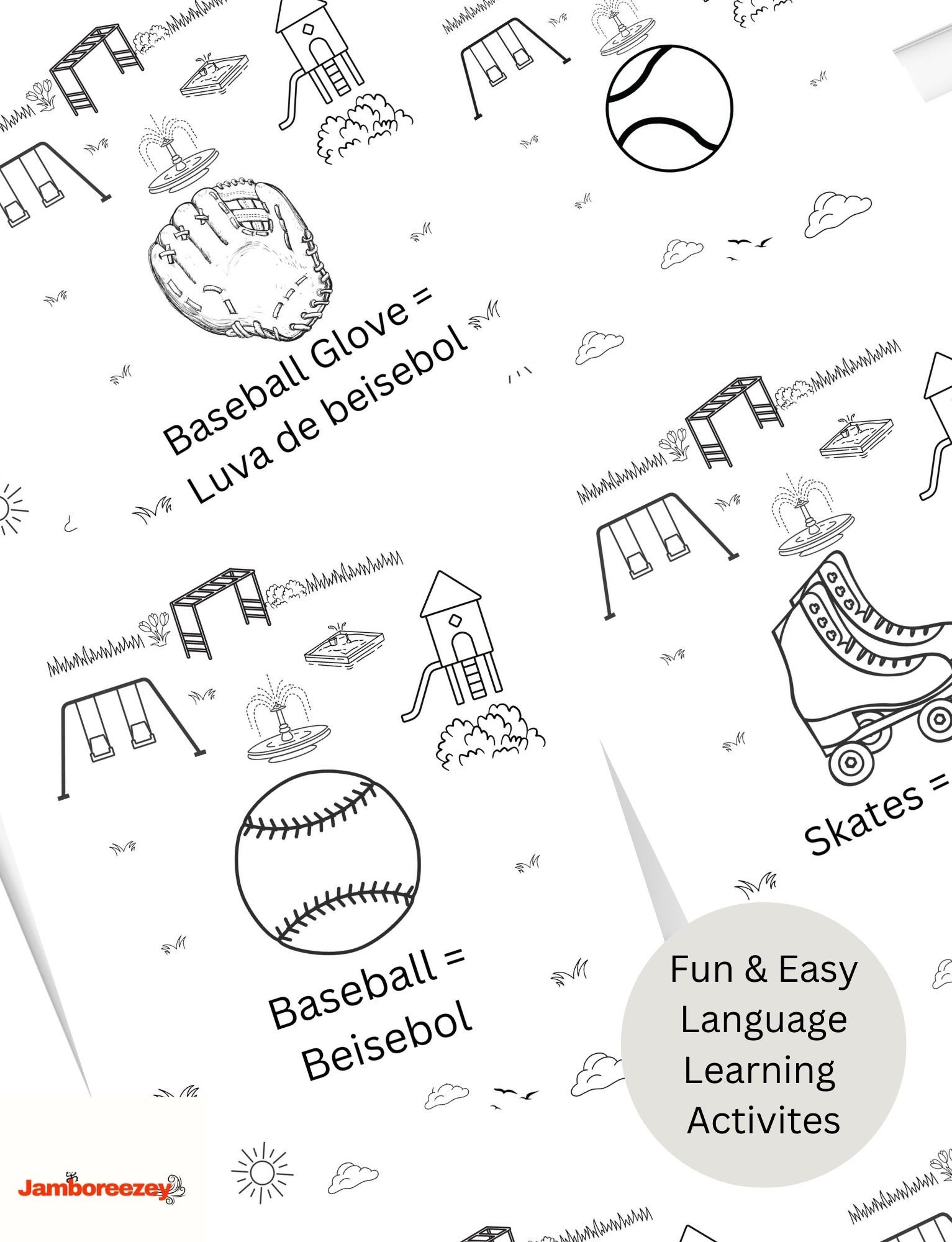 Printable Language Learning Coloring Pages. Learn Portuguese; Park ...