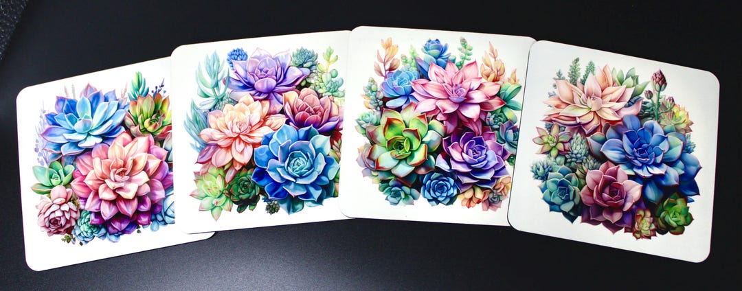 Drink Coaster Set of Four / Succulents - Etsy