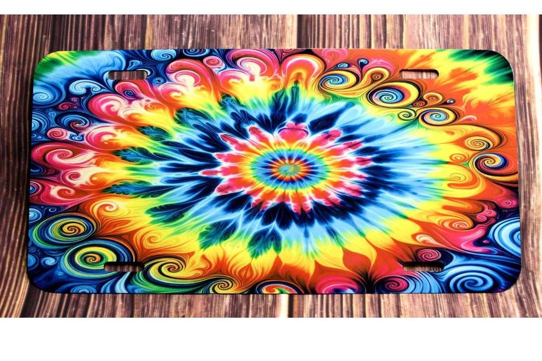 License Plate Frame Set / Rainbow Tye Dye - Etsy