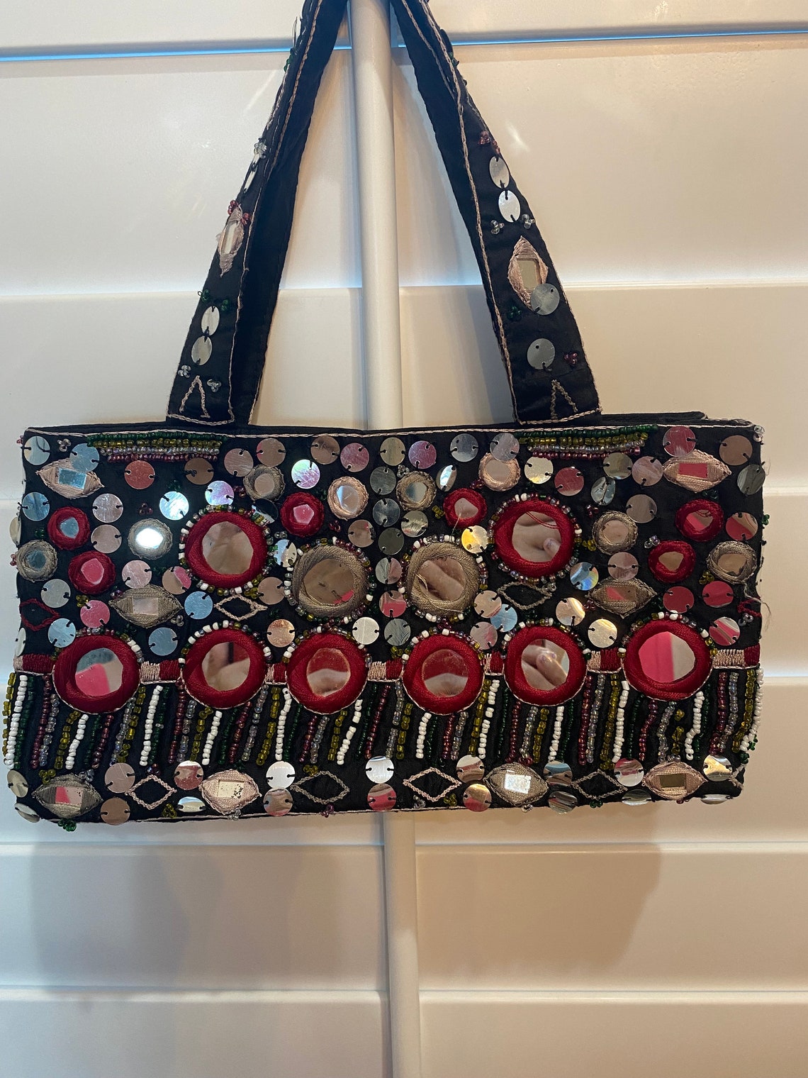 Moyna Multi Color Mirrored and Beaded Indian Style Evening Handbag ...