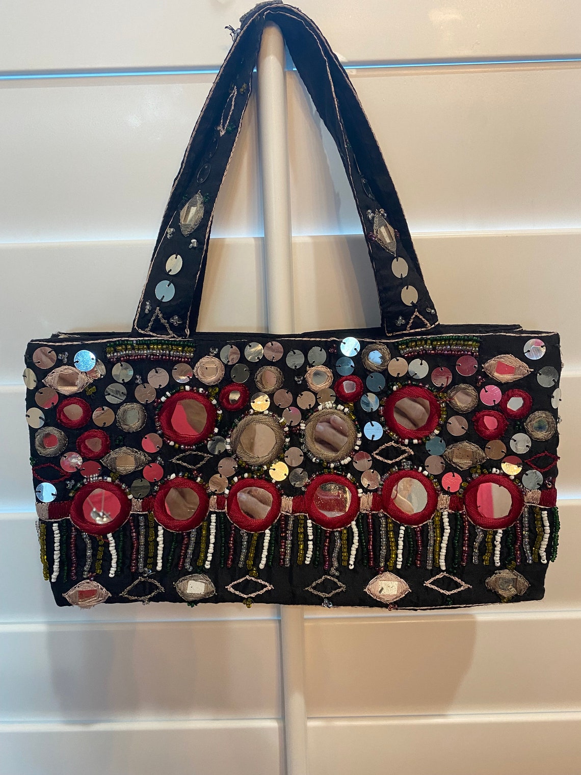 Moyna Multi Color Mirrored and Beaded Indian Style Evening Handbag ...