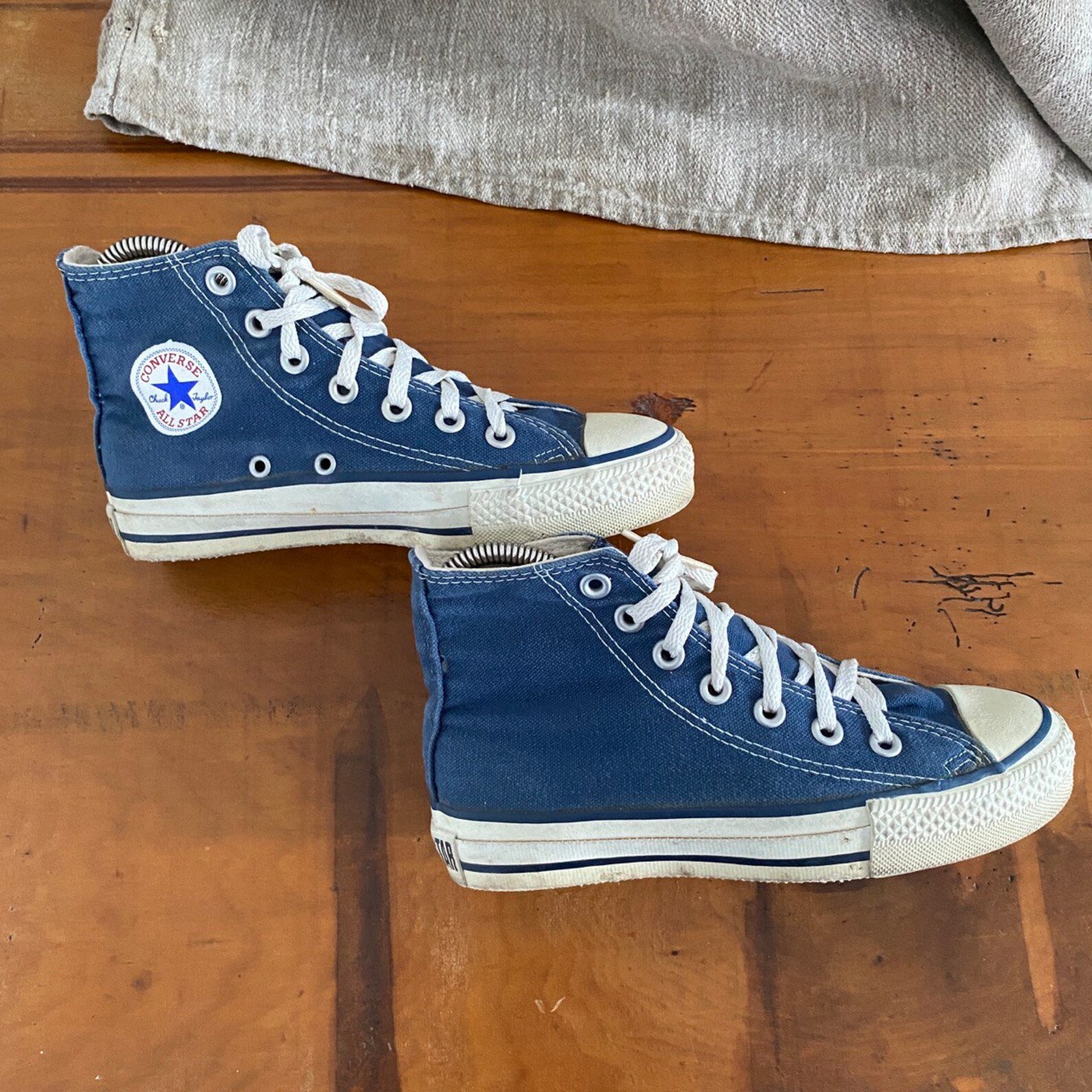80s Vintage Converse Blue Canvas Athletic Sportswear Sneakers Made in ...