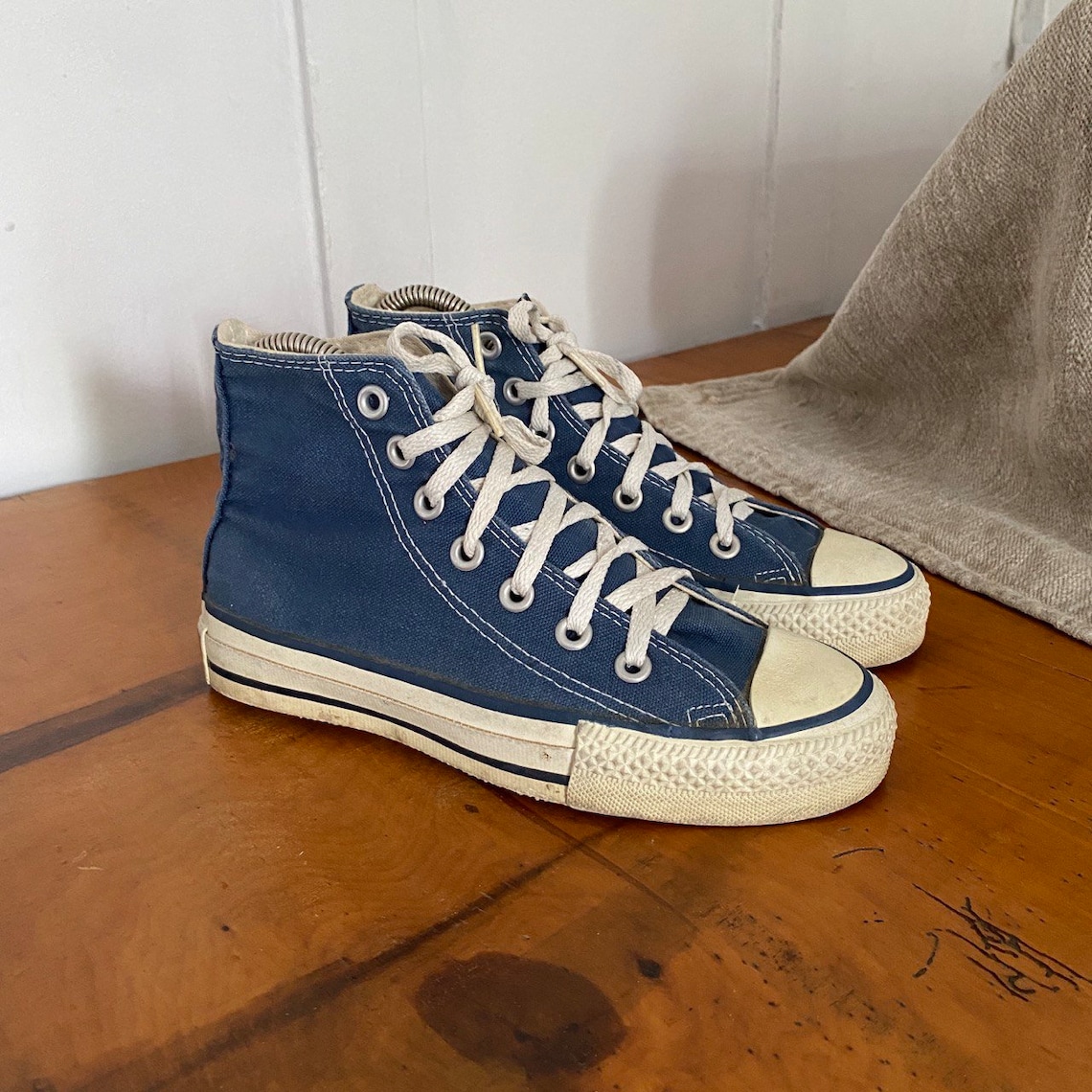 80s Vintage Converse Blue Canvas Athletic Sportswear Sneakers Made in ...