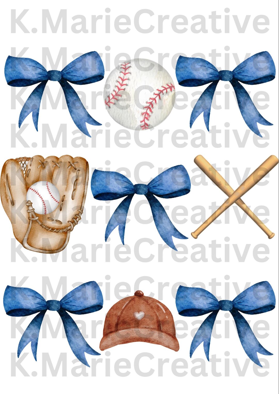 Blue Baseball Bows Collage Png SVG T-shirt Design - Etsy
