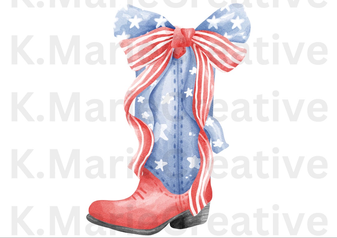 Red White Blue Boots Bow SVG Png T-shirt Design - Etsy